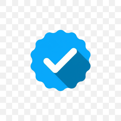 Blue Verified Checkmark Badge Icon with Long Shadow | SimilarPNG