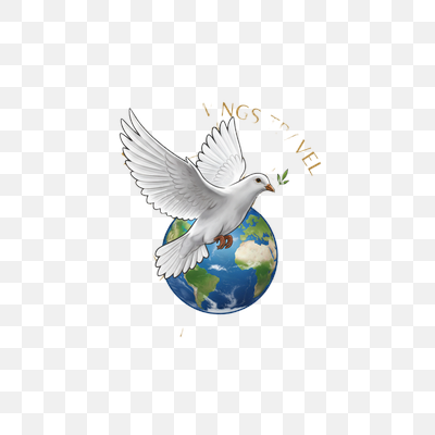 Global Wings Travel Logo: Dove, Globe, and Compass Rose | SimilarPNG