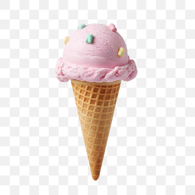 Delightful Pink Ice Cream Cone with Pastel Gummy Toppings | SimilarPNG