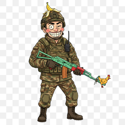 The Banana Helmet Soldier with a Chicken Rifle | SimilarPNG